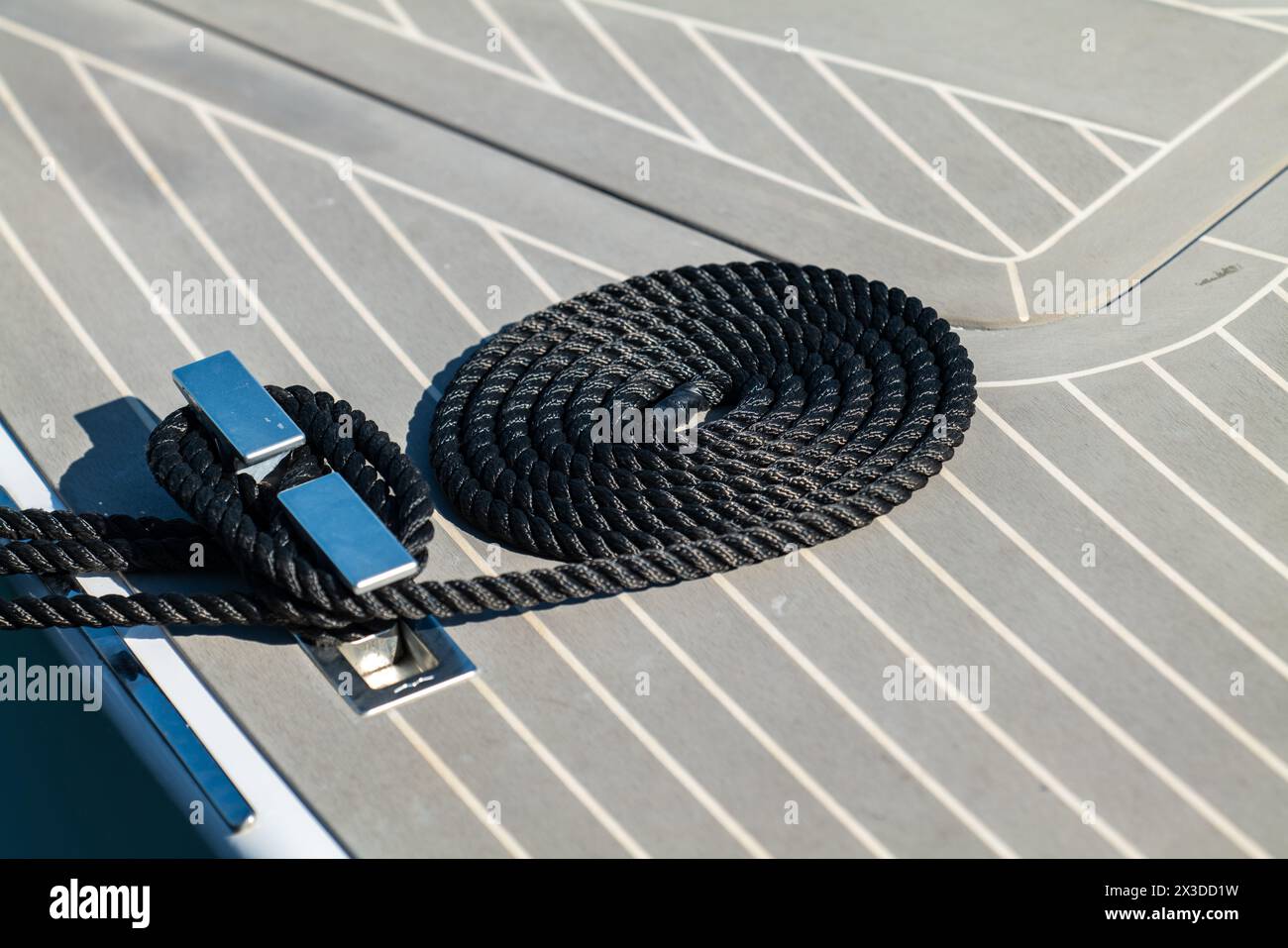 The bow of a beautiful powerboat with nice clean lines showing the deck ...
