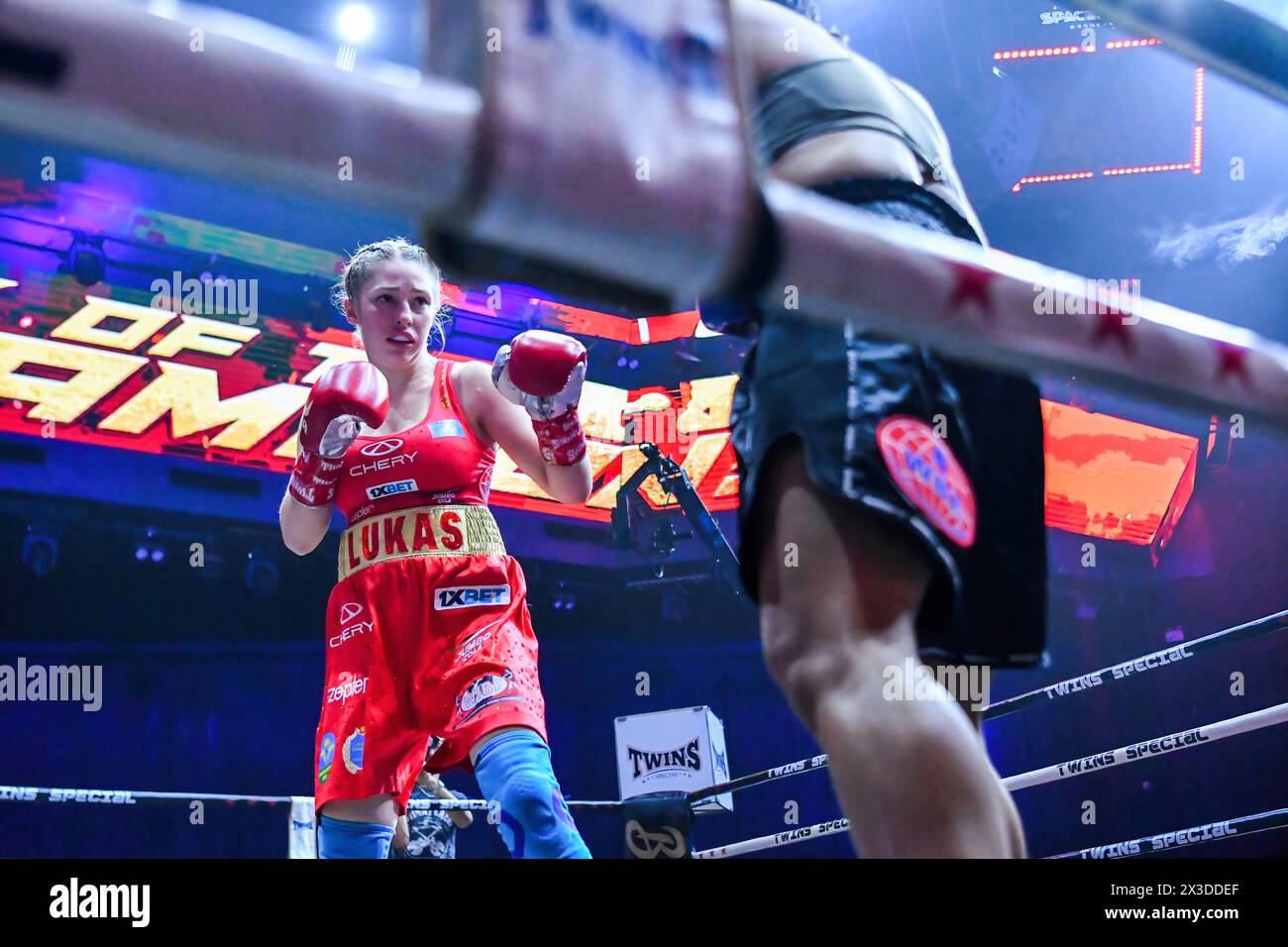 Angelina Lukas (9-1) (L) of Kazakhstan took on Mamta Singh (5-2) (R) of ...