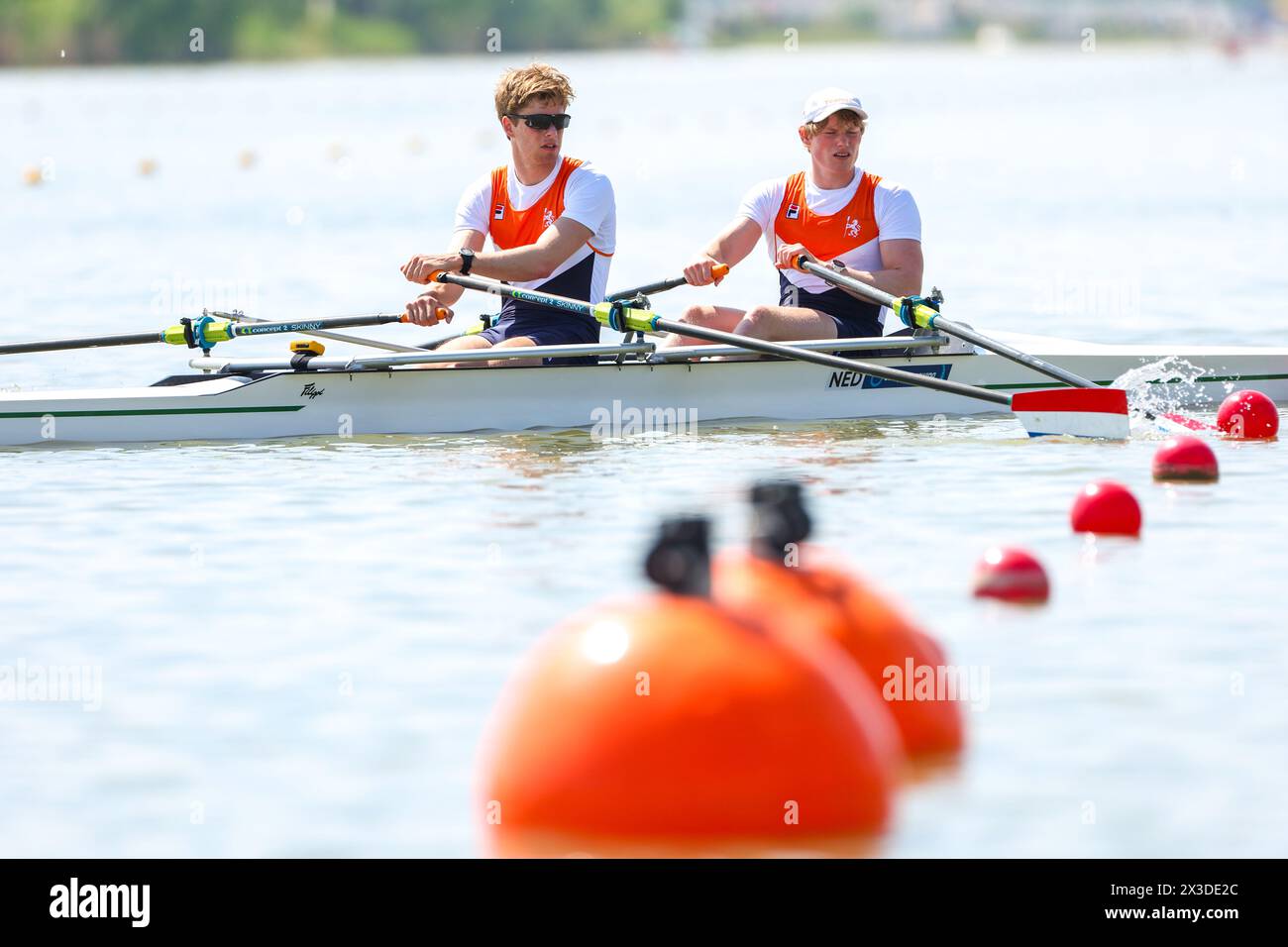 SZEGED, HUNGARY - APRIL 25: Jelle Bakker of the Netherlands and Lucas ...