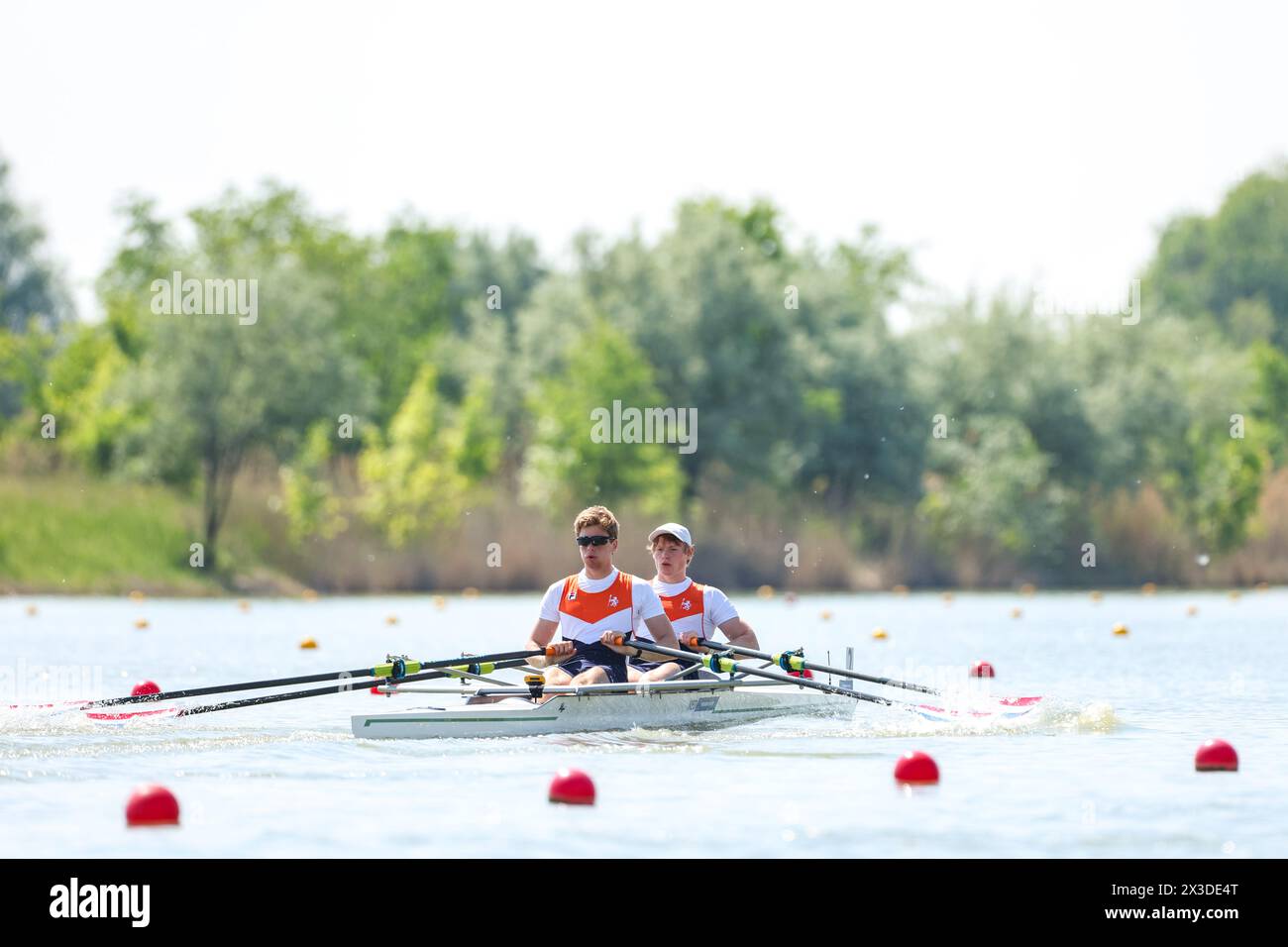 SZEGED, HUNGARY - APRIL 25: Jelle Bakker of the Netherlands and Lucas ...