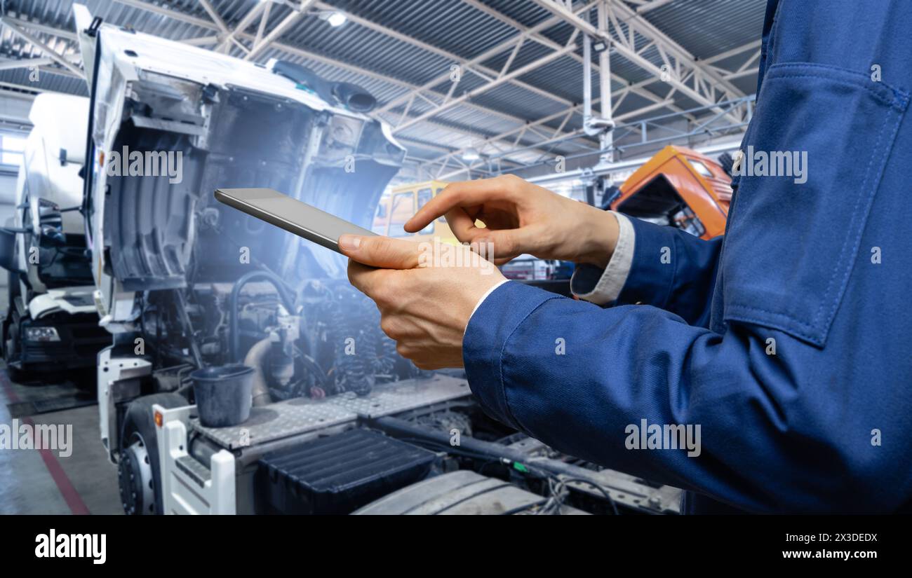 Semi truck inspection maintenance in hi-res stock photography and ...