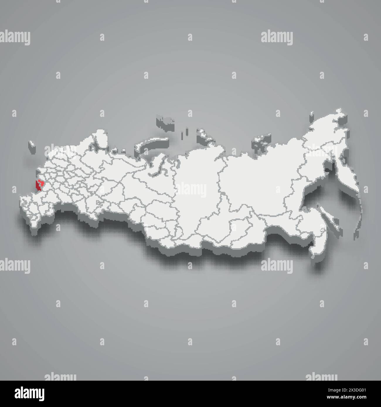 Belgorod region highlighted in red on a grey Russia 3d map Stock Vector ...