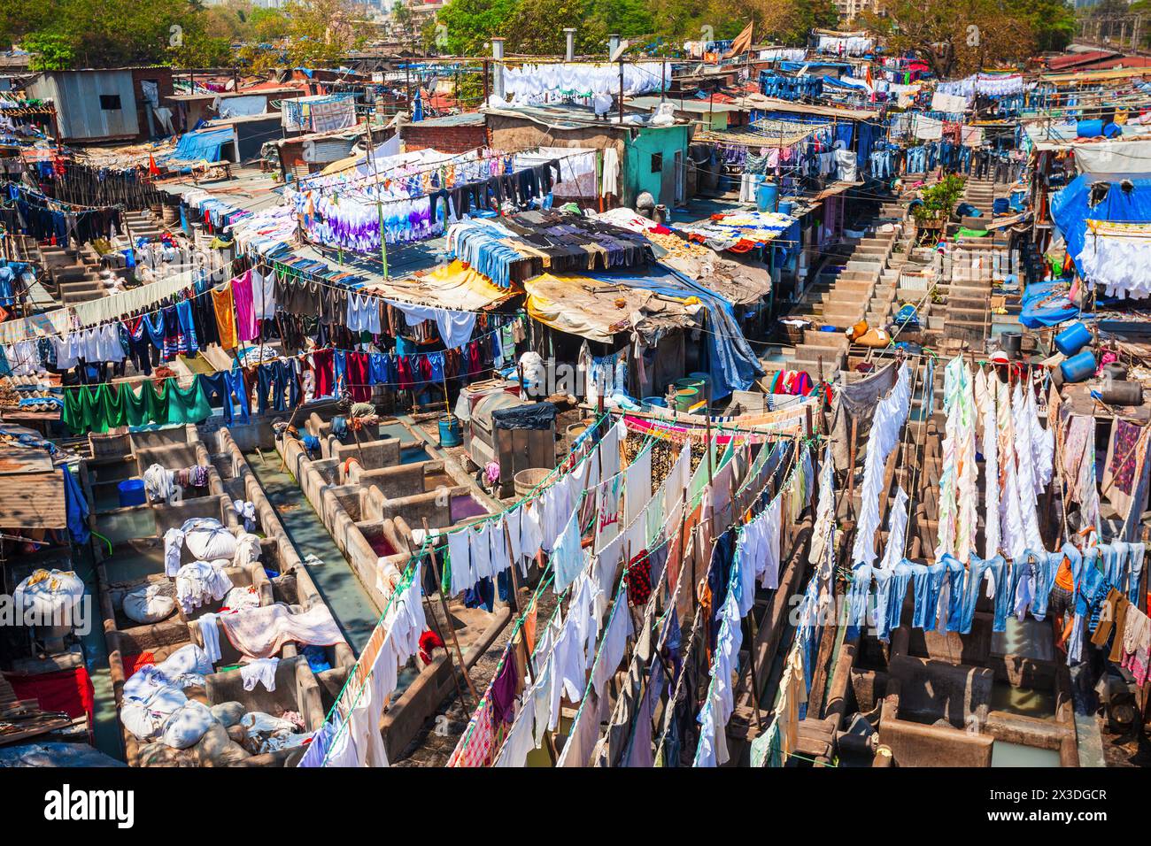 Dhobi Ghat is a open air laundry in Mumbai city, Maharashtra state of ...