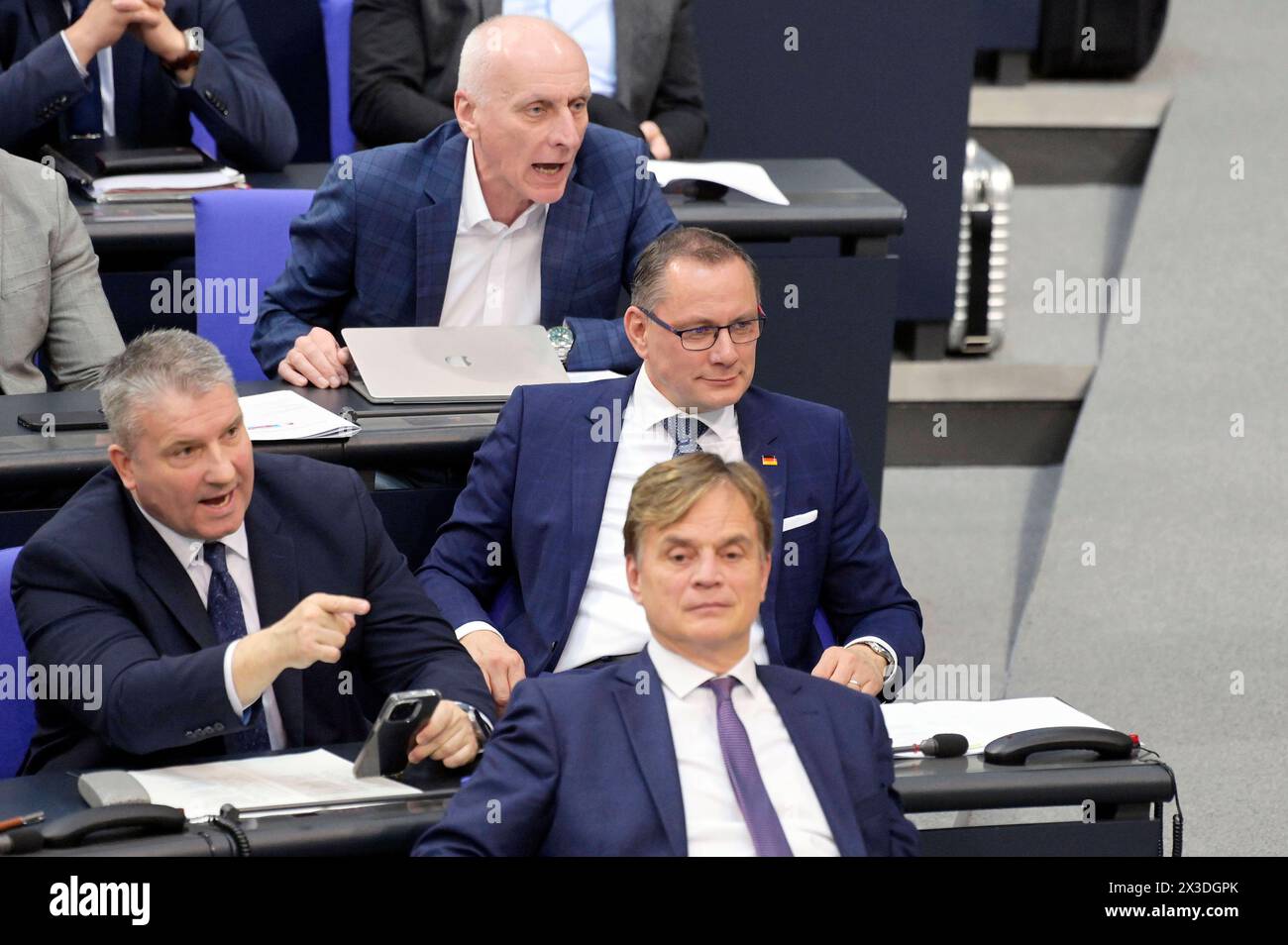 Martin Hess, Albrecht Glaser, Tino Chrupalla und Bernd Baumann in der 167. Sitzung des Deutschen ...