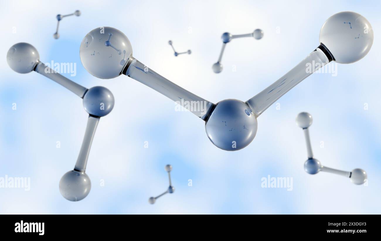 3D Rendering of floating ozone molecules scattered around Stock Photo ...