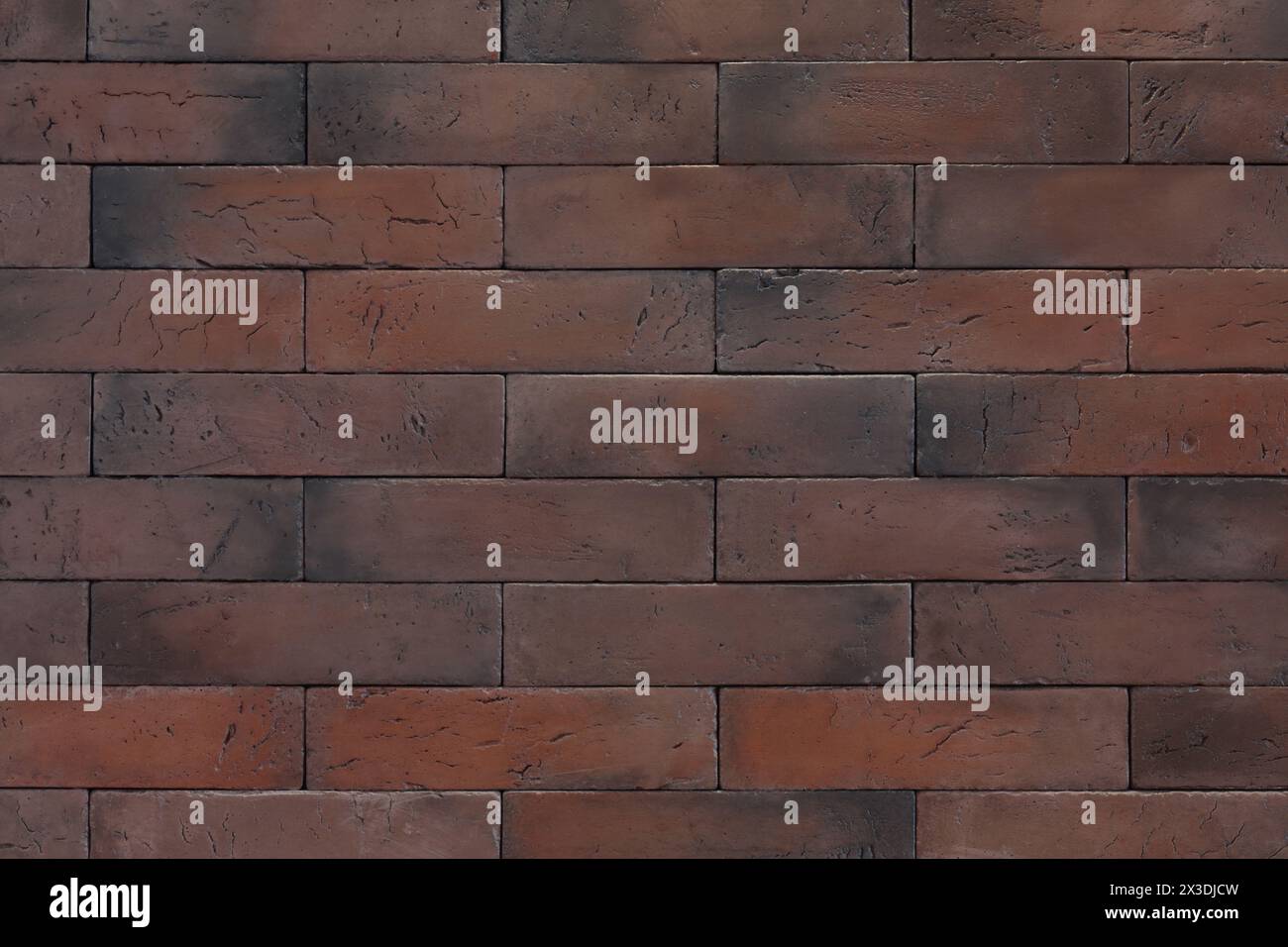 Texture of reddish-brown rectangular bricks wall, background Stock ...