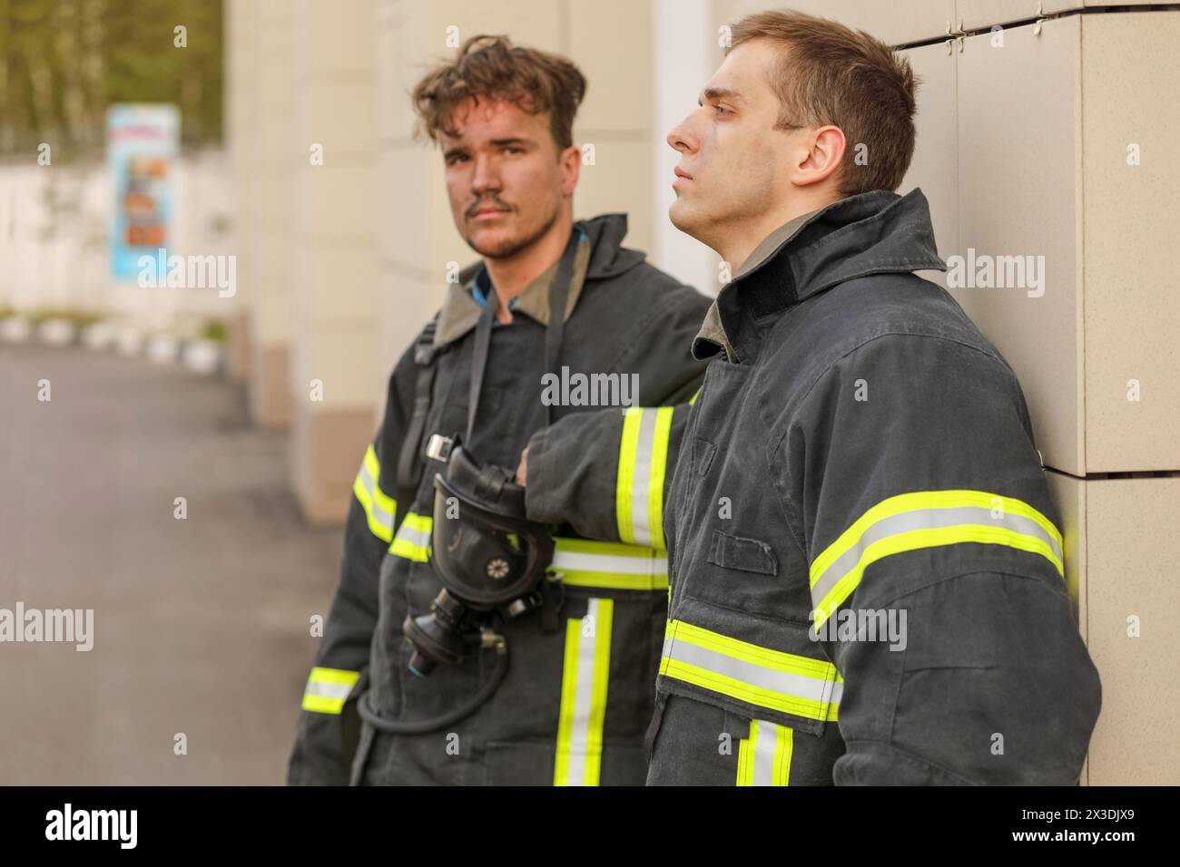 Portrait heroic fireman in protective hi-res stock photography and ...