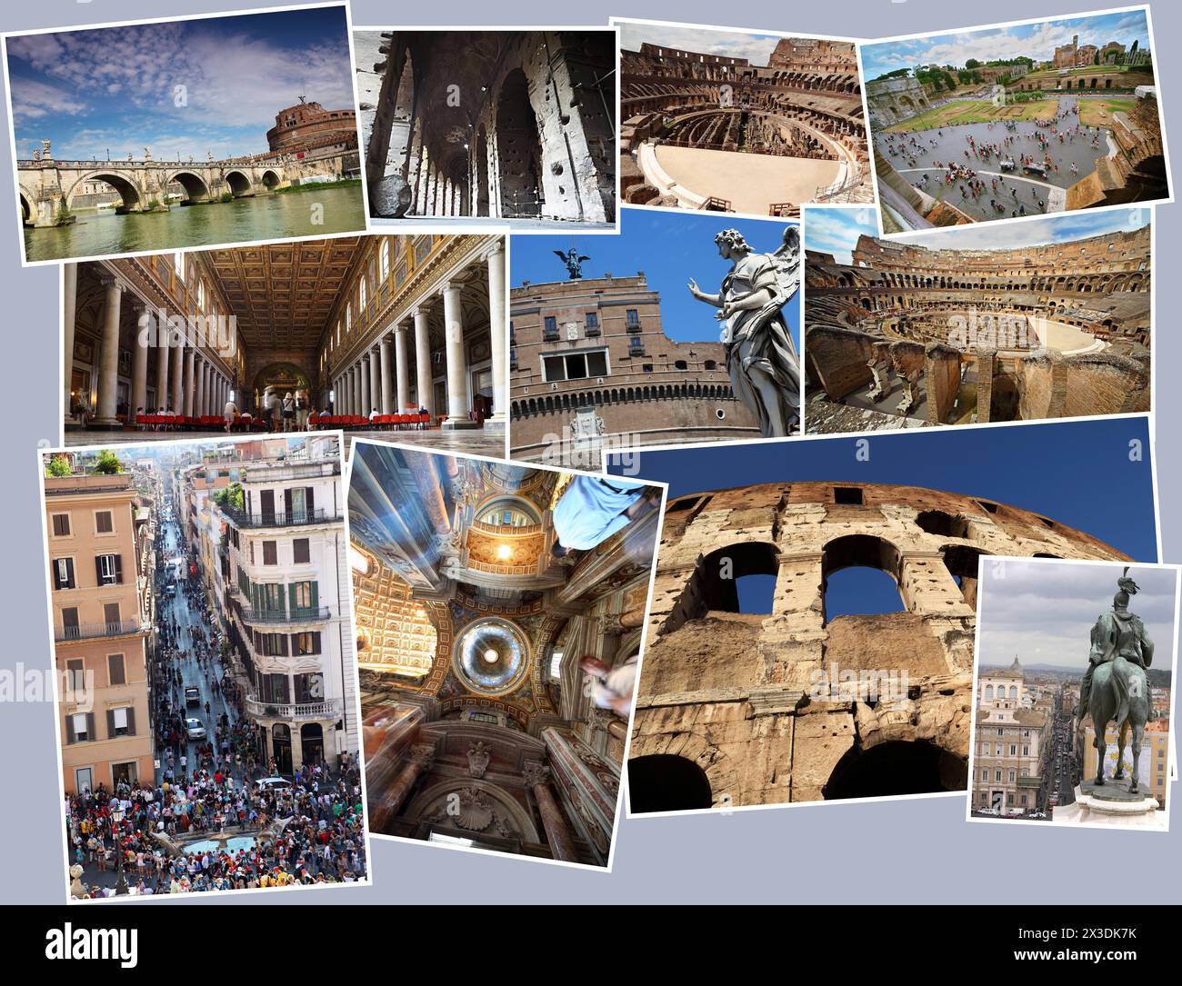 ROME, ITALY - AUG 05, 2010: Collage with historical sights of Italy, 11 ...