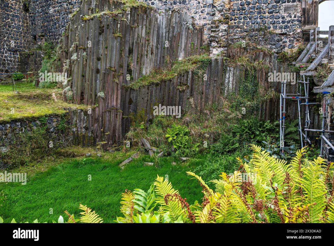 Basalt columns as the foundation of the fortress wall of Stolpen Castle ...