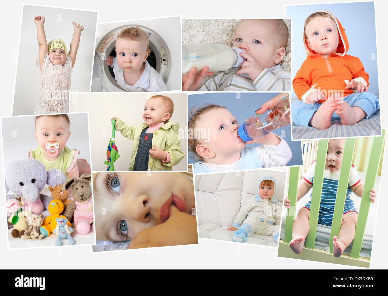 Collage of ten portraits of children (six childs). Collection of ...