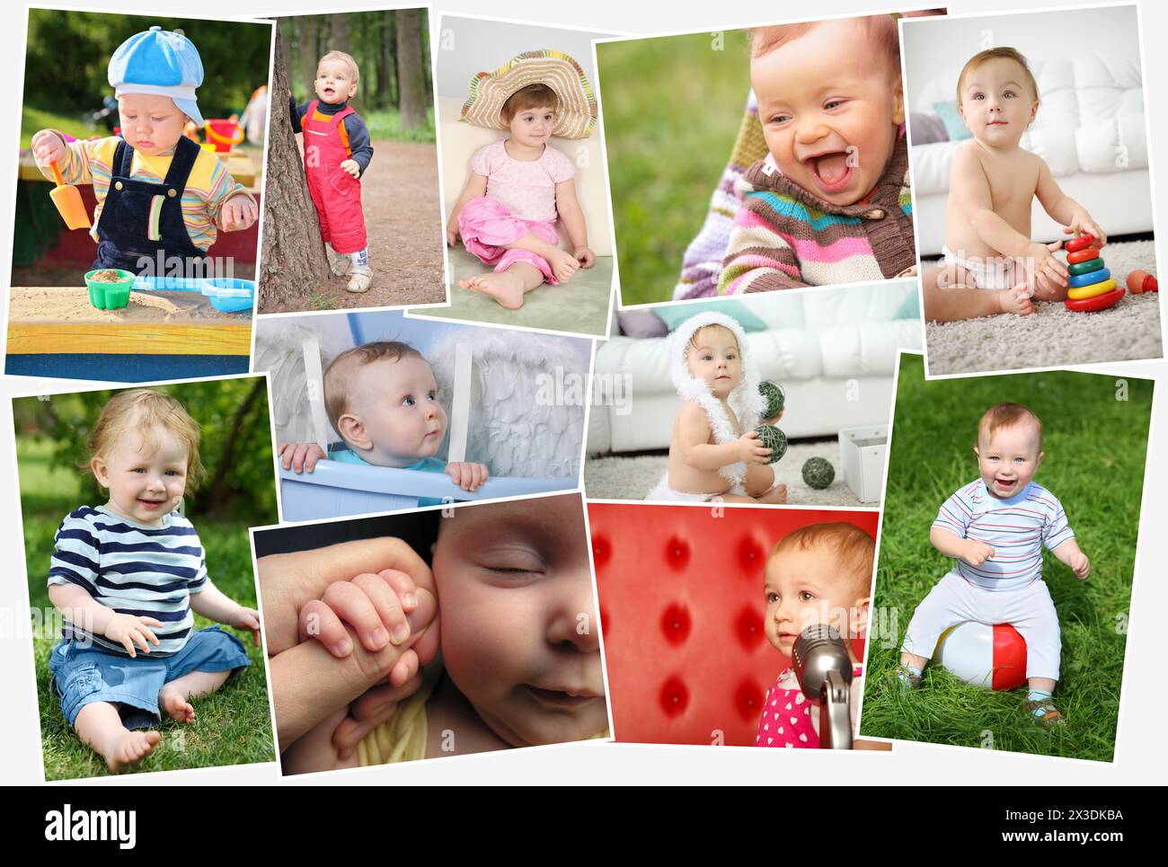 Collage of eleven portraits of children (six childs). Collection of ...