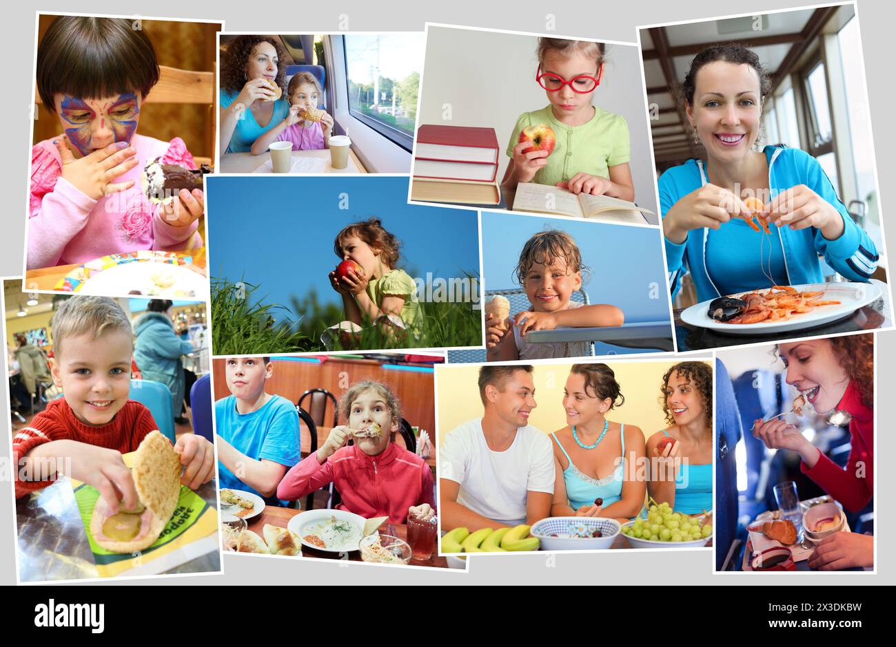 Collage of fourteen eating people (six models), children with ice cream ...
