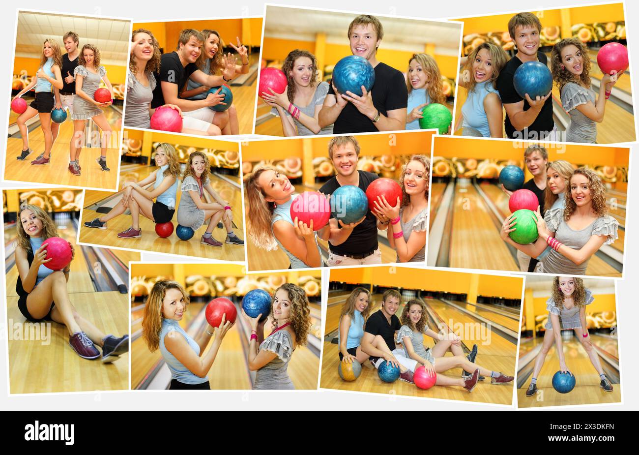 Collage with twenty happy beautiful girls and seven man(three models ...