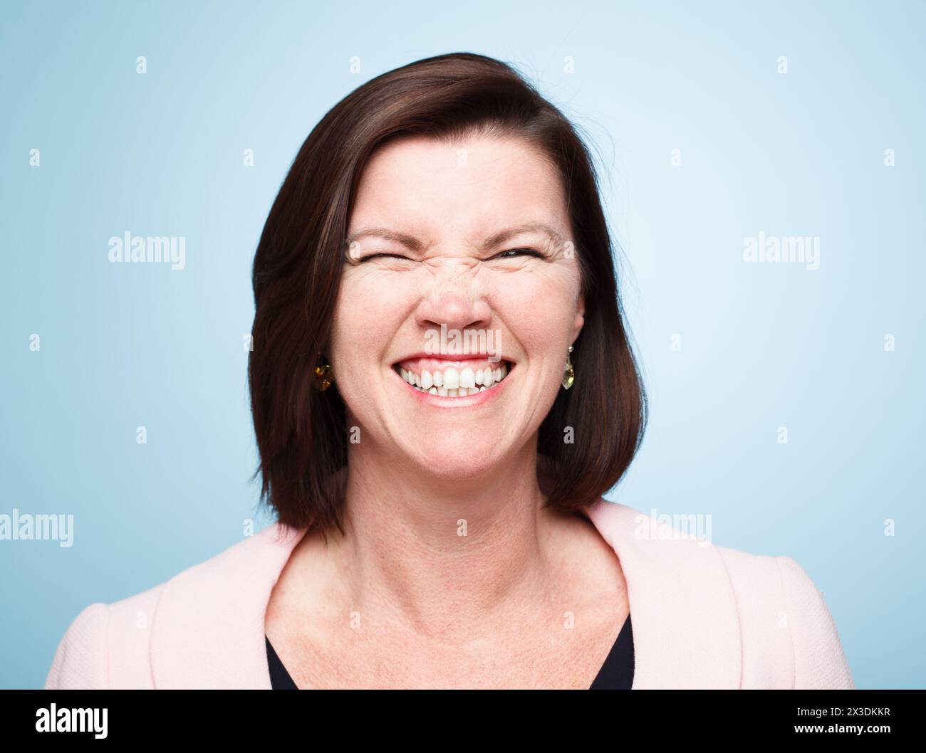 Comic model, portrait and happy with crazy face, positive and fun for ...