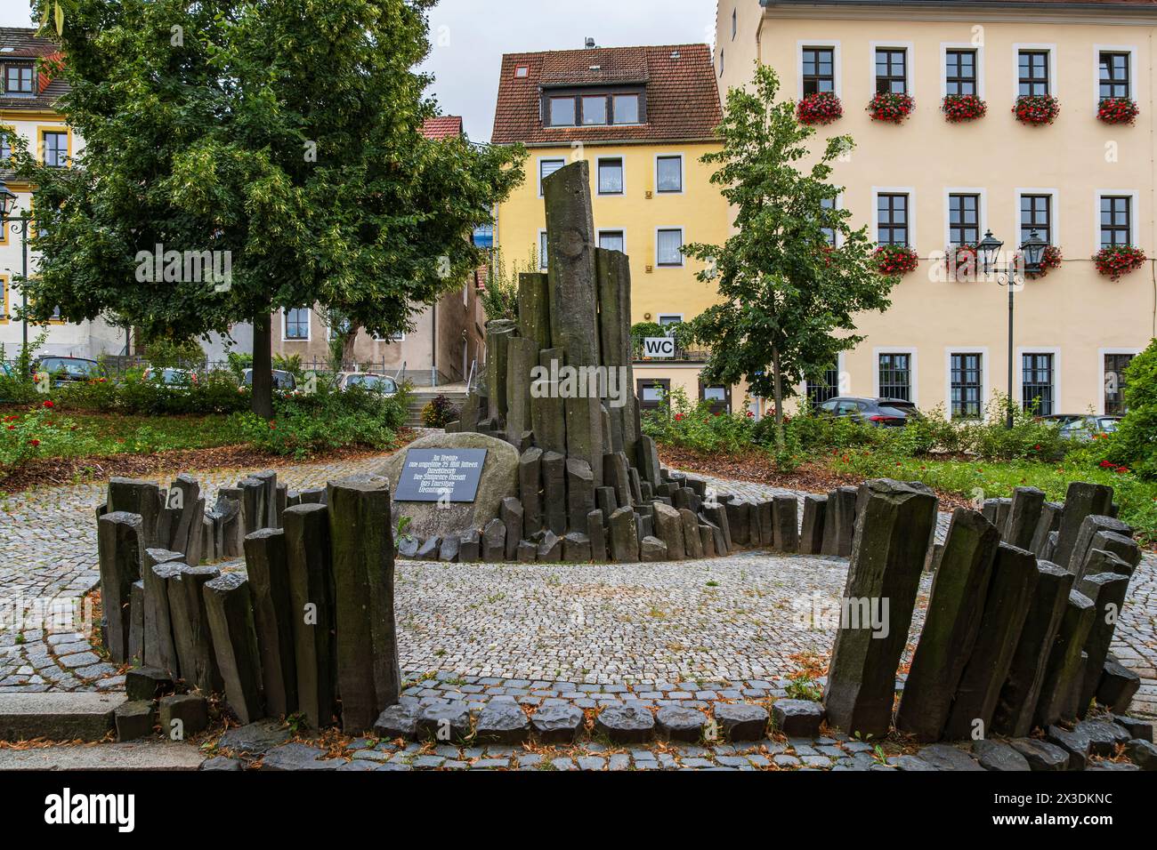 Columns of Stolpen basalt, which broke through the Lusatian granite ...
