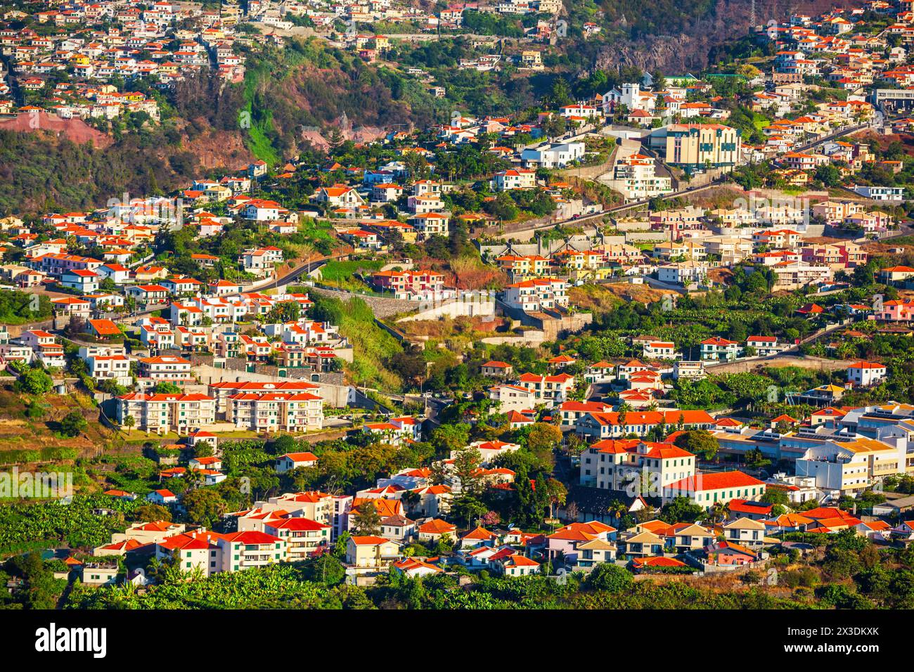 Funchal city aerial panoramic view. Funchal is the capital and largest ...