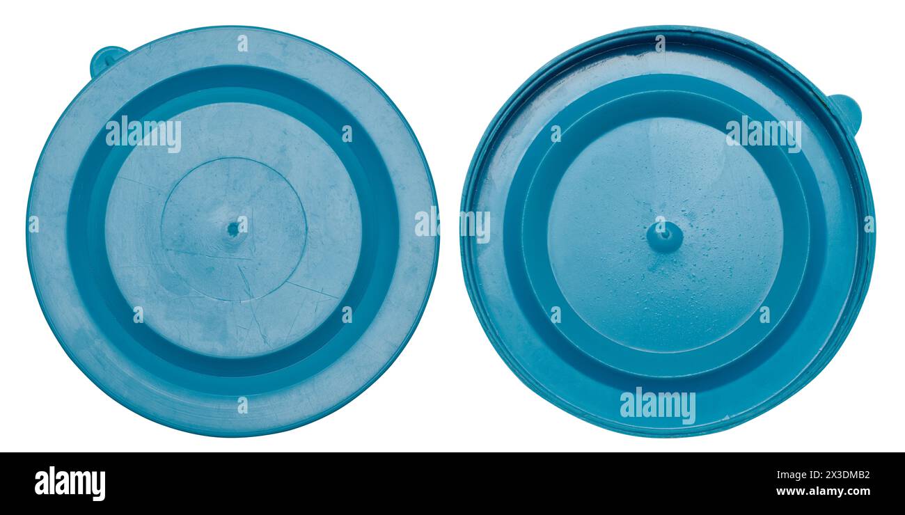 Blue plastic lid for glass jars on isolated background, top view Stock ...