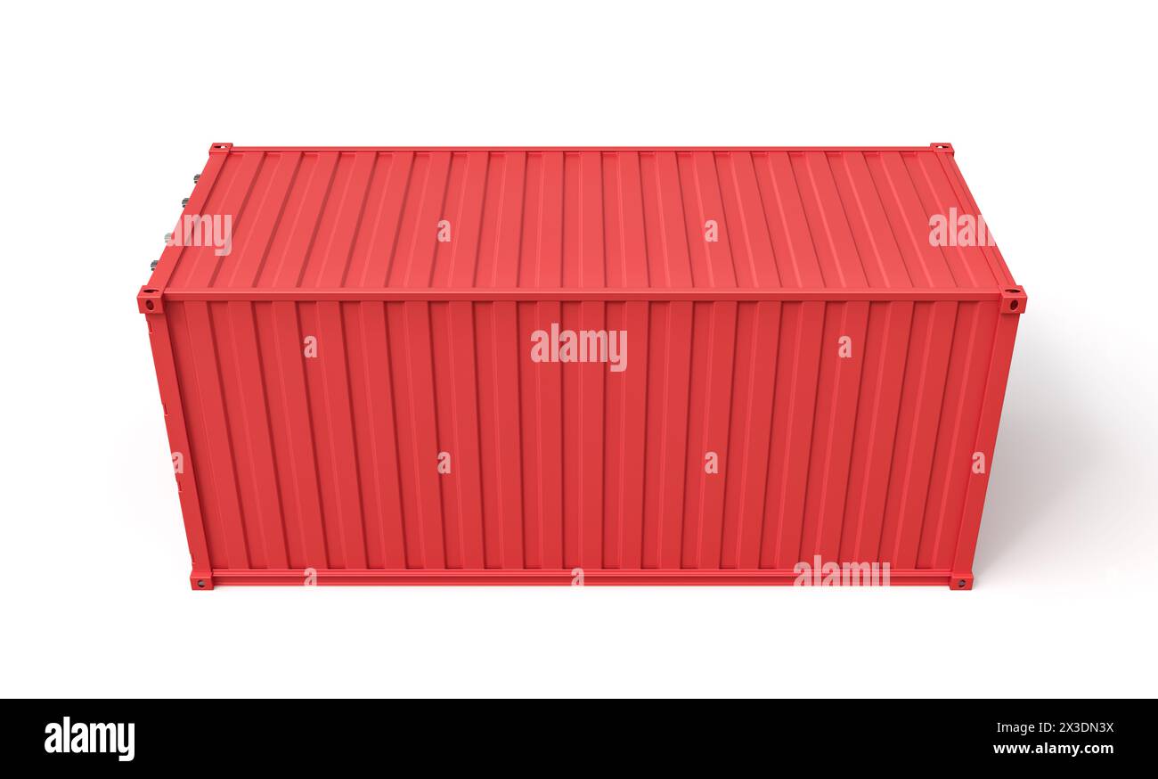 3d rendering of closed red shipping container isolated on white background Stock Photo - Alamy