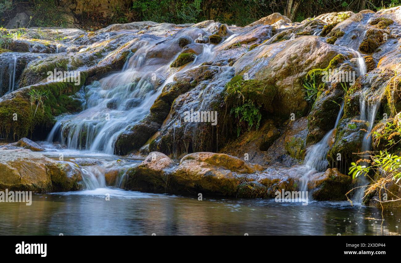 Landscape of green mountains in Sadernes, Catalonia, Spain Stock Photo ...