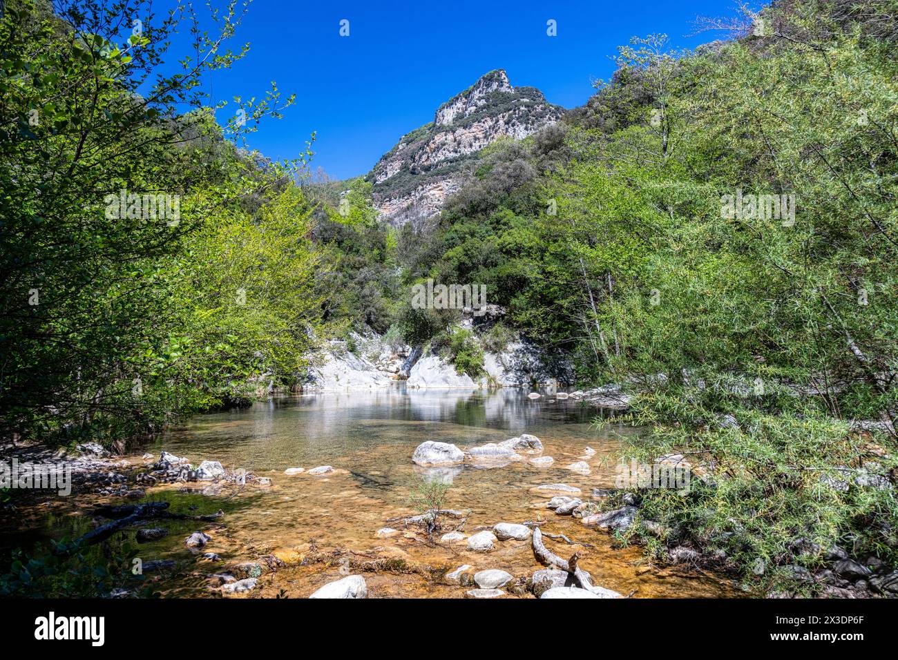 Landscape of green mountains in Sadernes, Catalonia, Spain Stock Photo ...