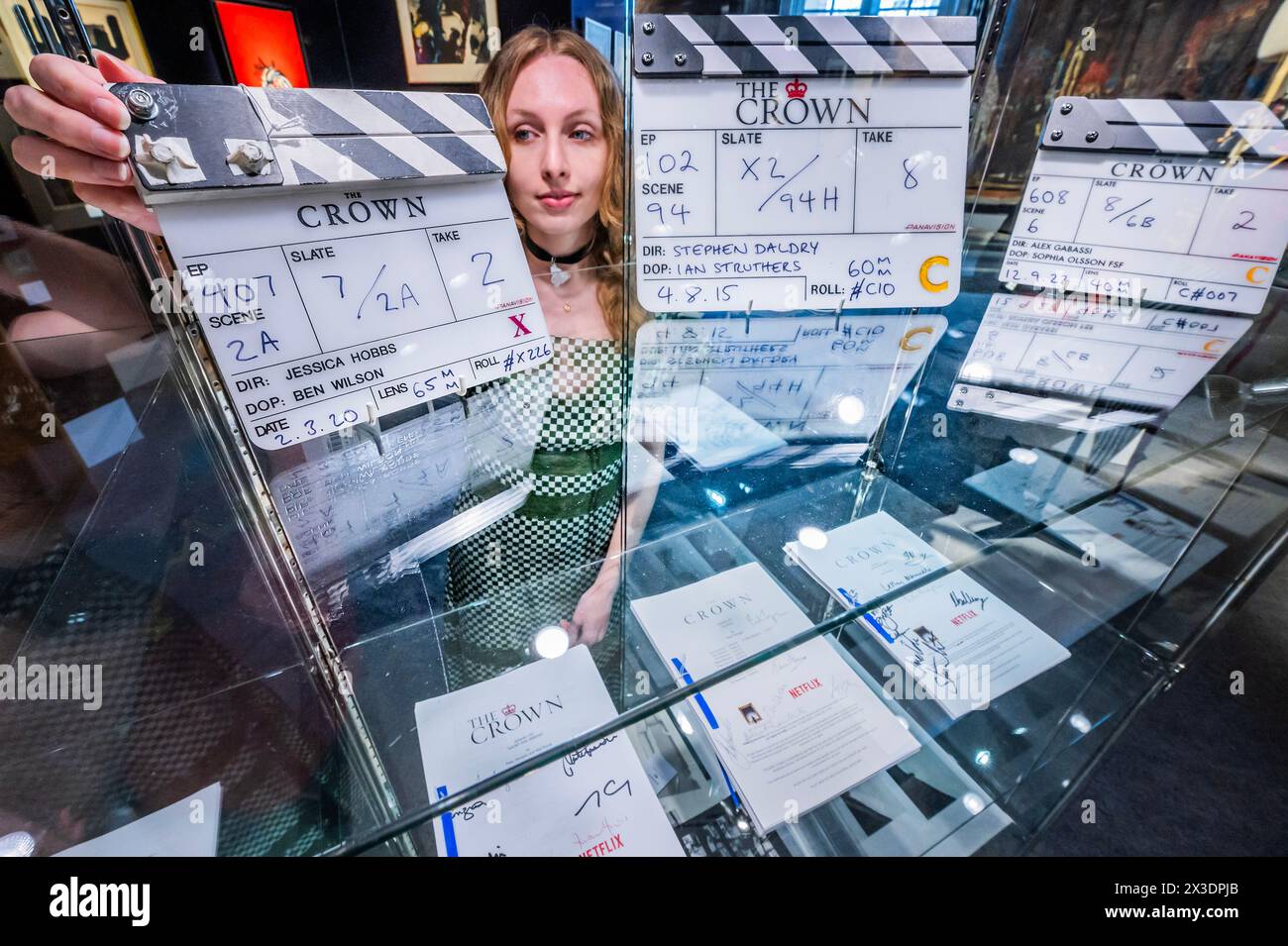 London, UK. 26th Apr, 2024. Clapper boards, including ones used in the ...