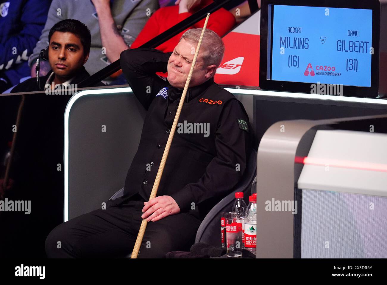 Robert Milkins during their second round match against David Gilbert ...