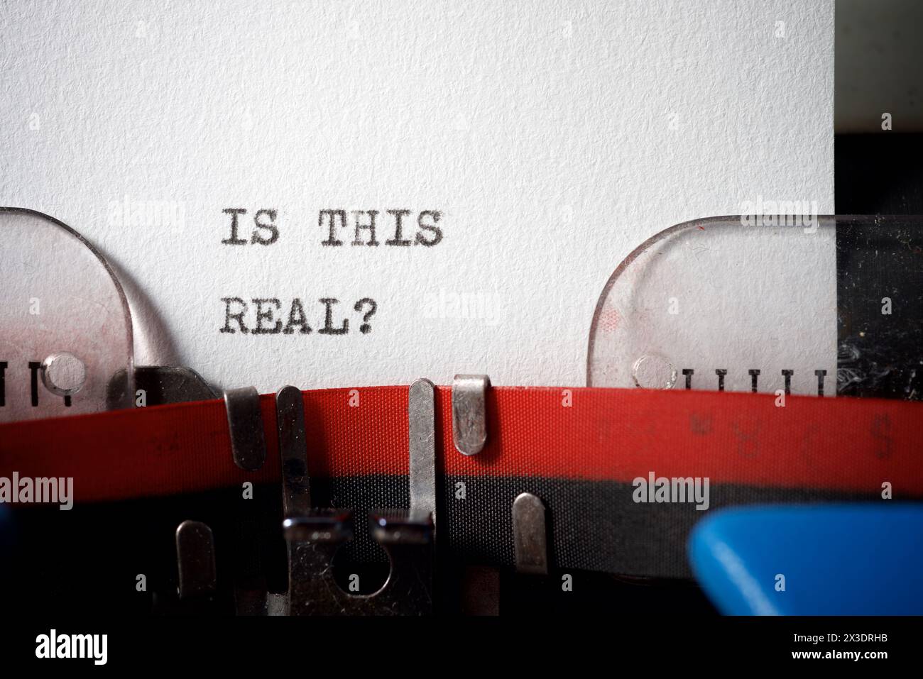 Is this real question text written with a typewriter Stock Photo - Alamy