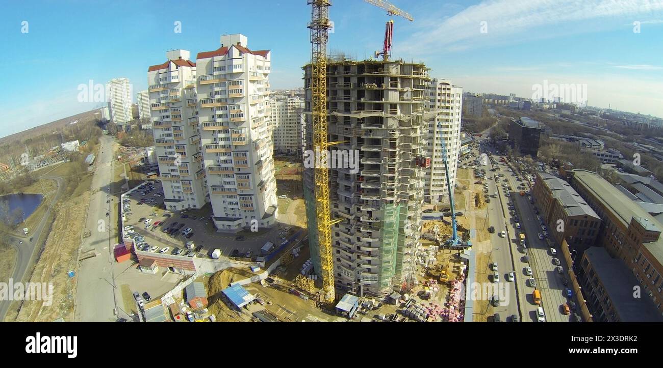 Construction of multi-storey residential building next to the road and ...
