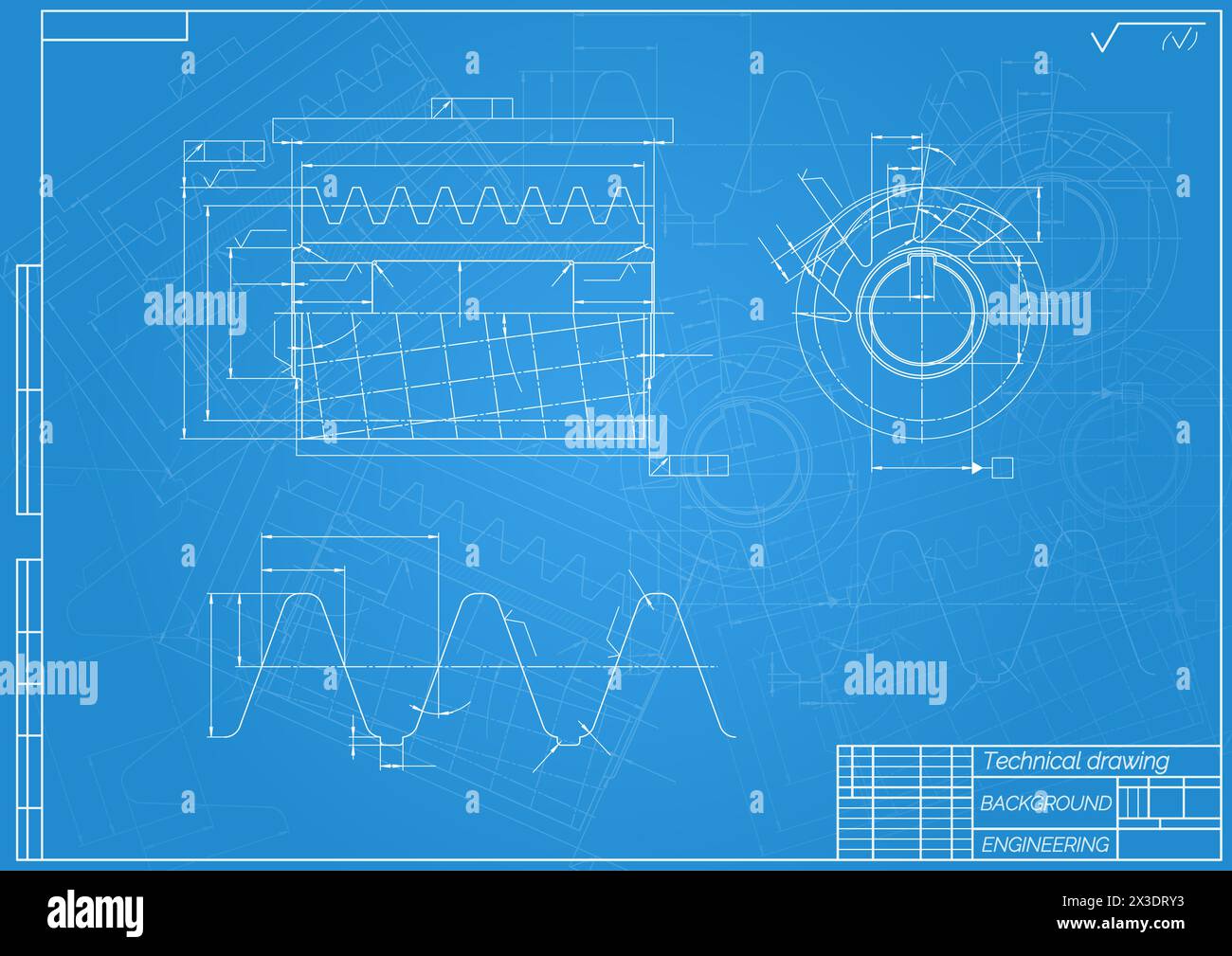 Mechanical engineering drawings on blue background. Cutting tools ...