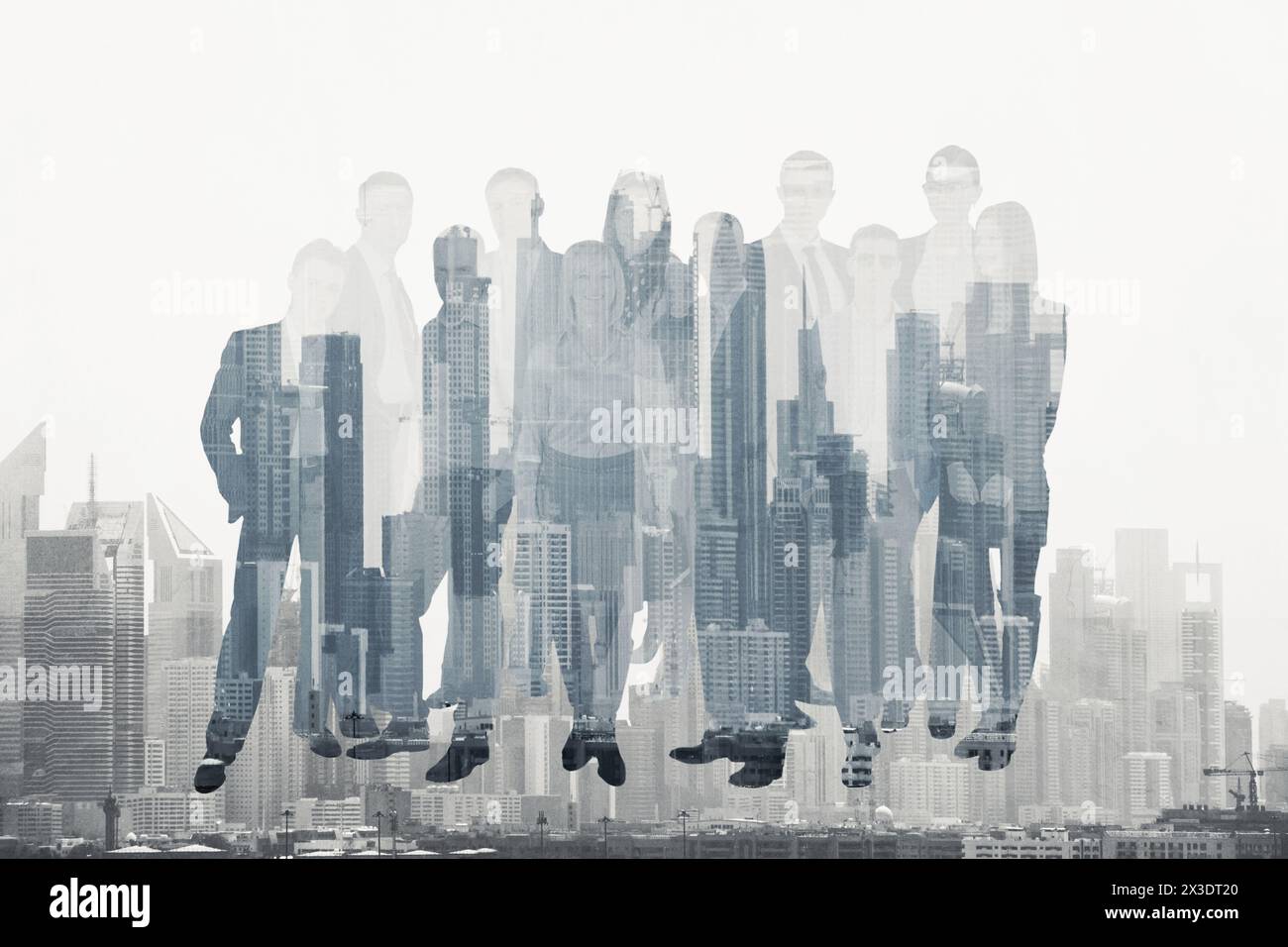 Eleven people in strict suits, collage, multi-exposure Stock Photo - Alamy