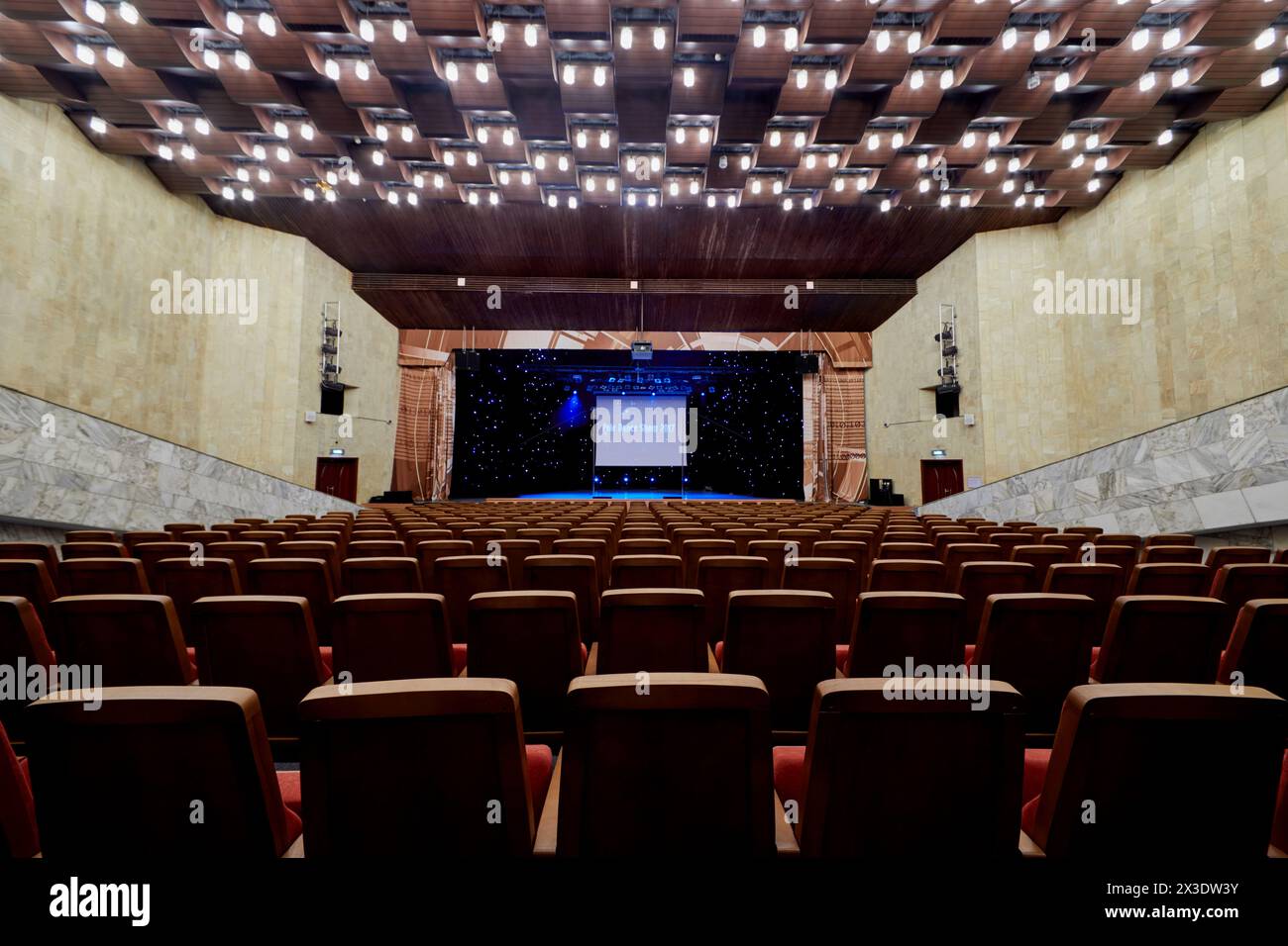 MOSCOW, RUSSIA - FEB 11, 2017: Interior of Korolevskiy concert hall ...