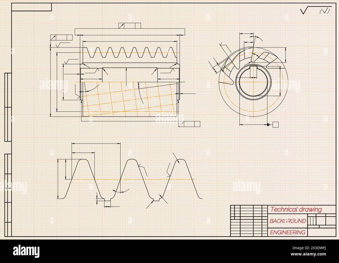 Mechanical engineering drawings on light background. Cutting tools ...
