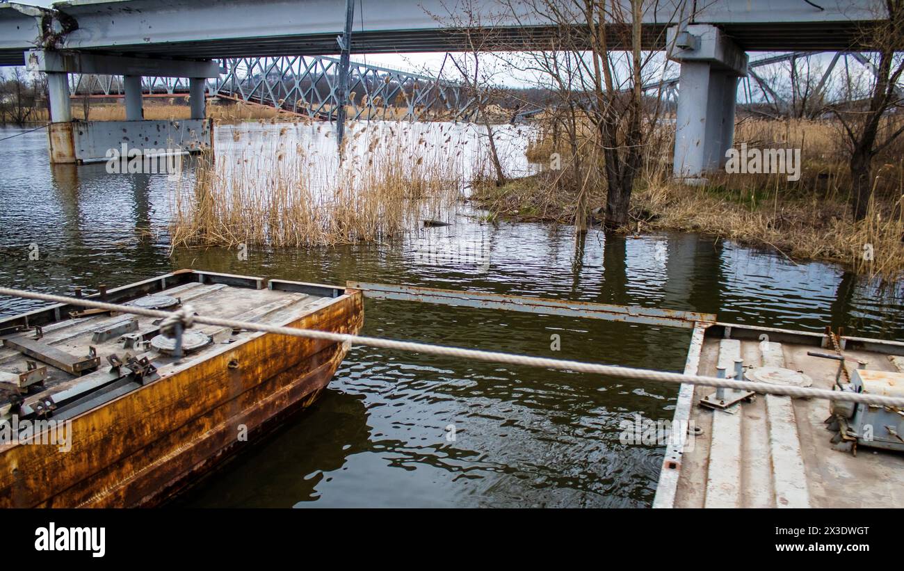Destroyed bridge in war zone connecting Sloviansk and Lyman in the ...