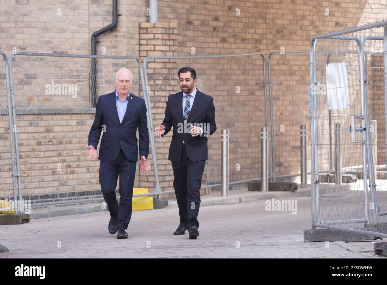 Joe FitzPatrick MSP with First Minister Humza Yousaf (right) during a ...