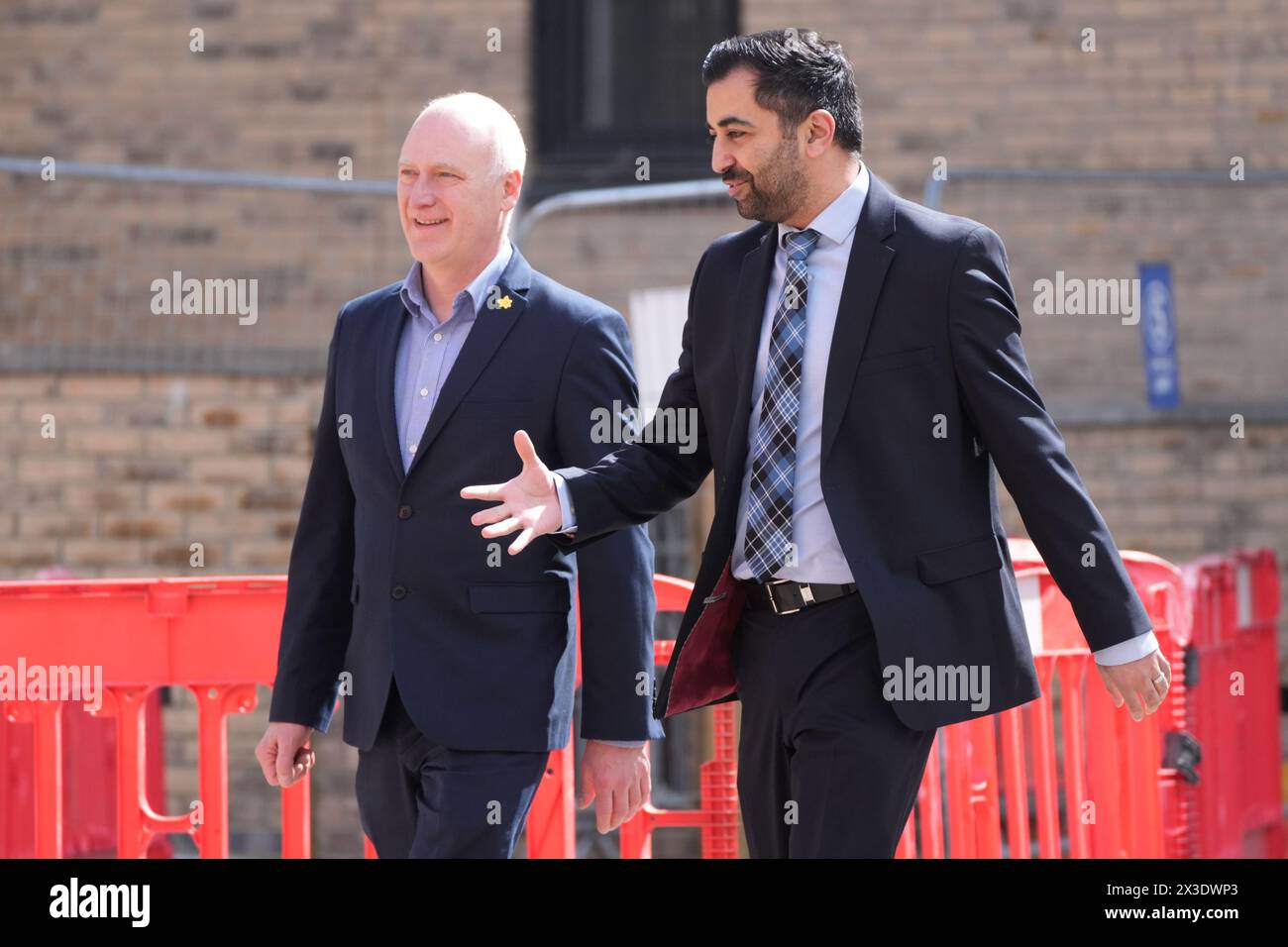 Joe FitzPatrick MSP with First Minister Humza Yousaf (right) during a ...