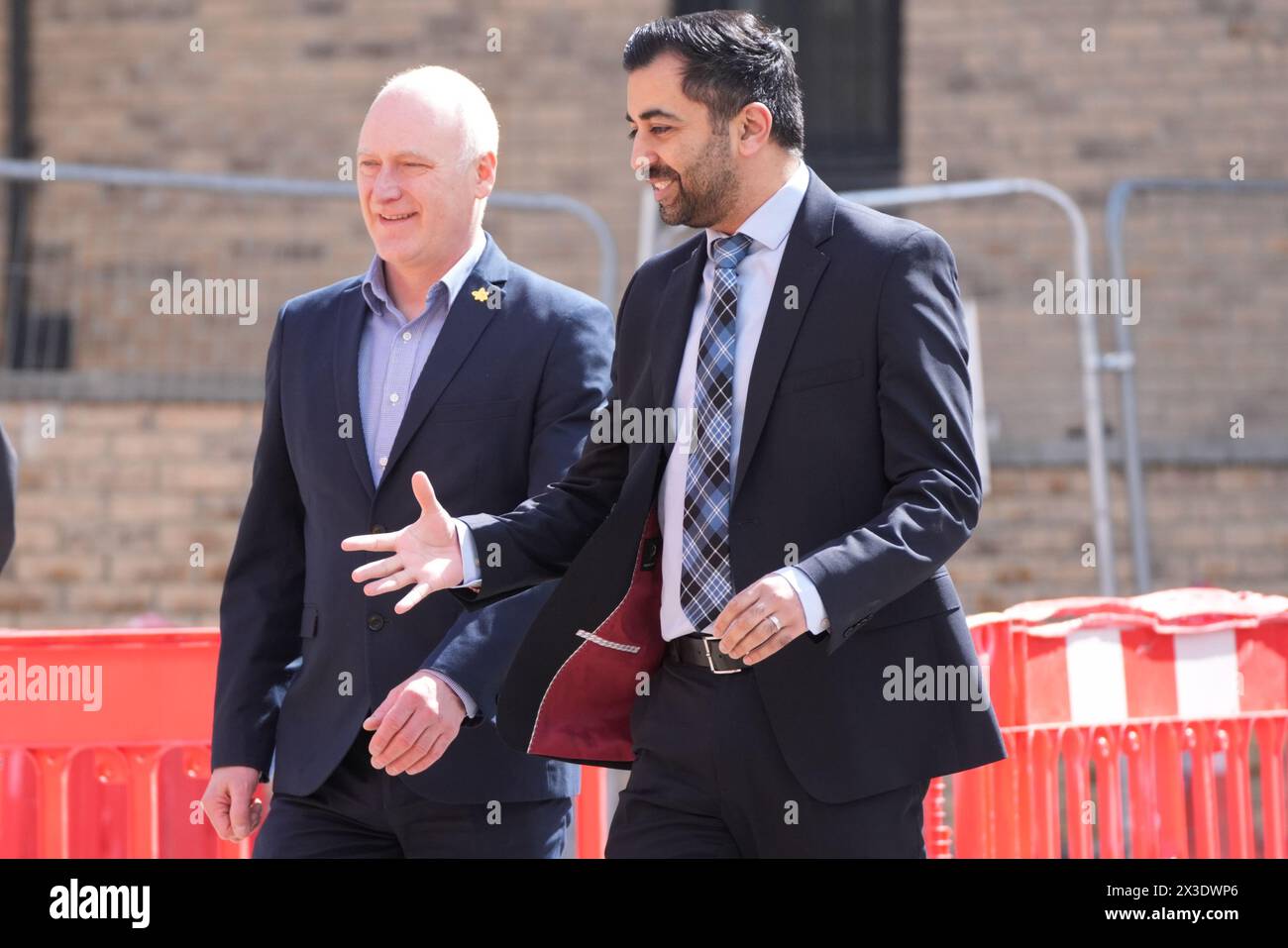 Joe FitzPatrick MSP with First Minister Humza Yousaf (right) during a ...