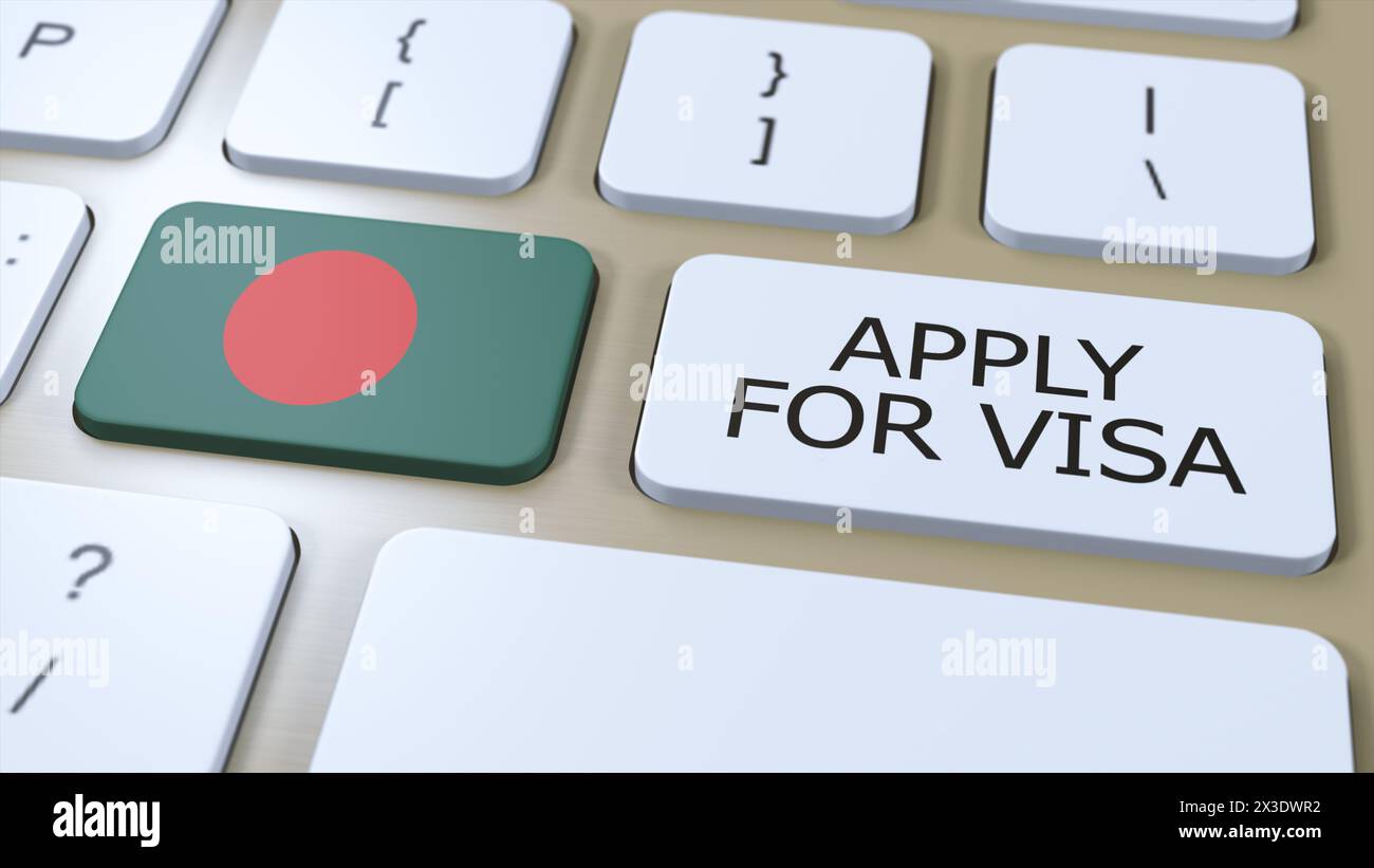 Bangladesh, Apply for Visa Concept. Button Push 3D Illustration. Visa ...