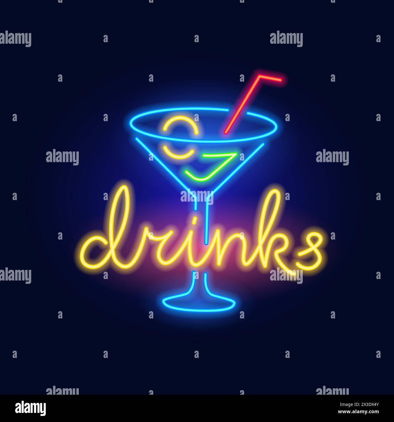 Outline neon drink icon hi-res stock photography and images - Alamy