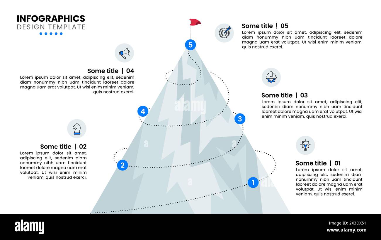 Infographic template with icons and 5 options or steps. Mountain. Can be used for workflow ...