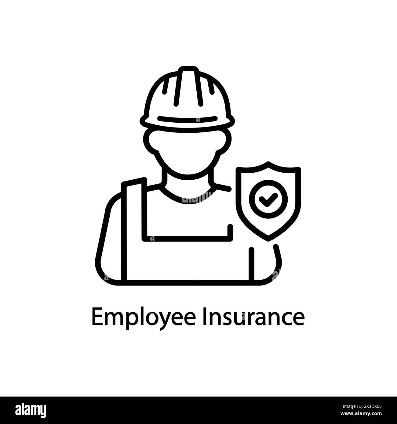 Employee Insurance vector outline icon for web isolated on white ...