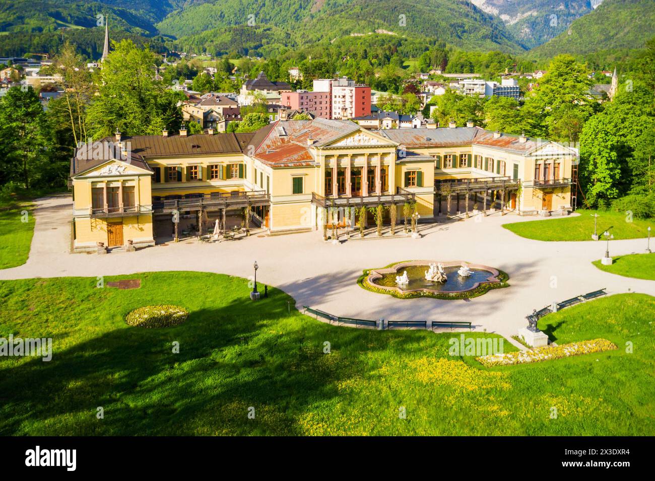 Bad Ischl aerial panoramic view, Austria. Bad Ischl is a spa town in ...