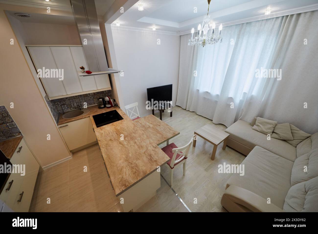 Interior of modern kitchen and lounge room Stock Photo - Alamy