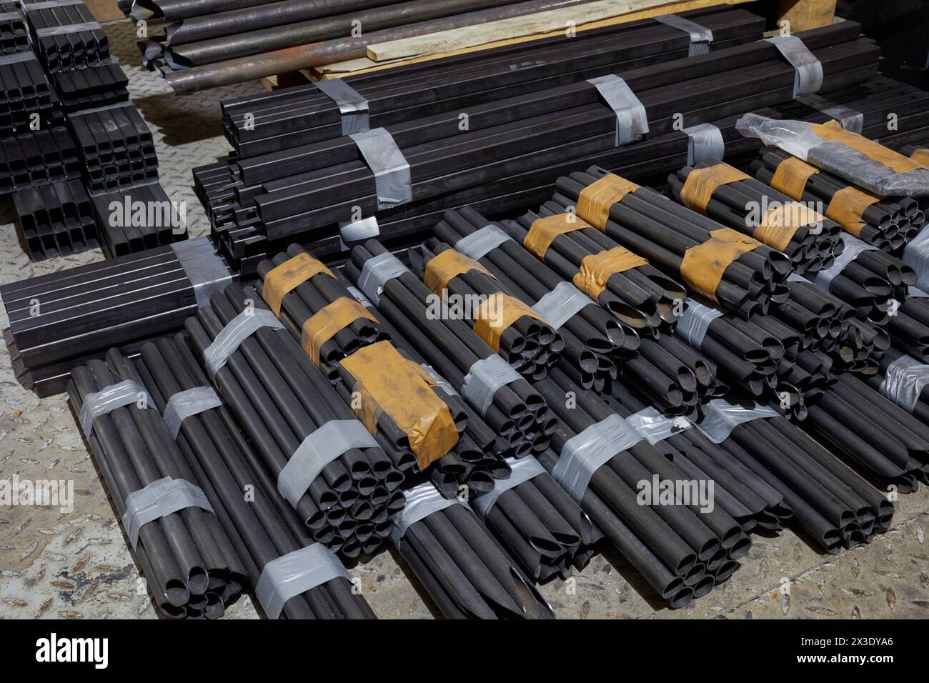 MOSCOW, RUSSIA - OCT 27, 2017: (PR) Packed sections of steel pipes of ...