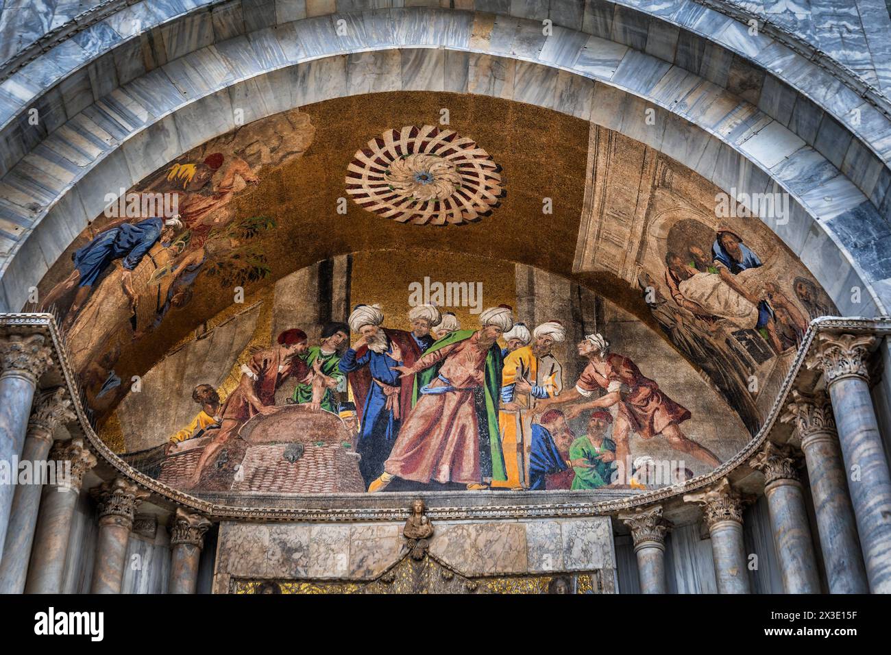 St. Mark Basilica (Basilica di San Marco) in Venice, Italy. Portal of ...