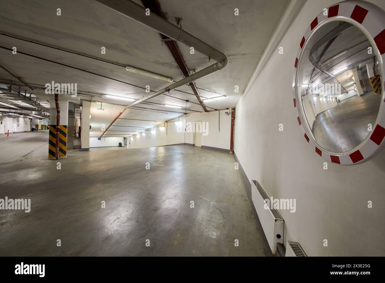 Place for moving between levels at underground parking, mirror for ...