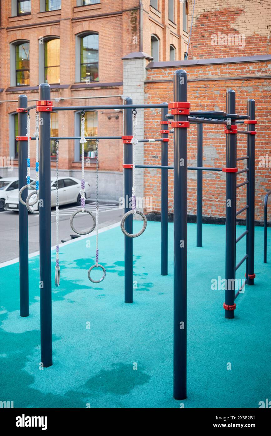 Outdoor assembled sports ground near business centre Stock Photo - Alamy