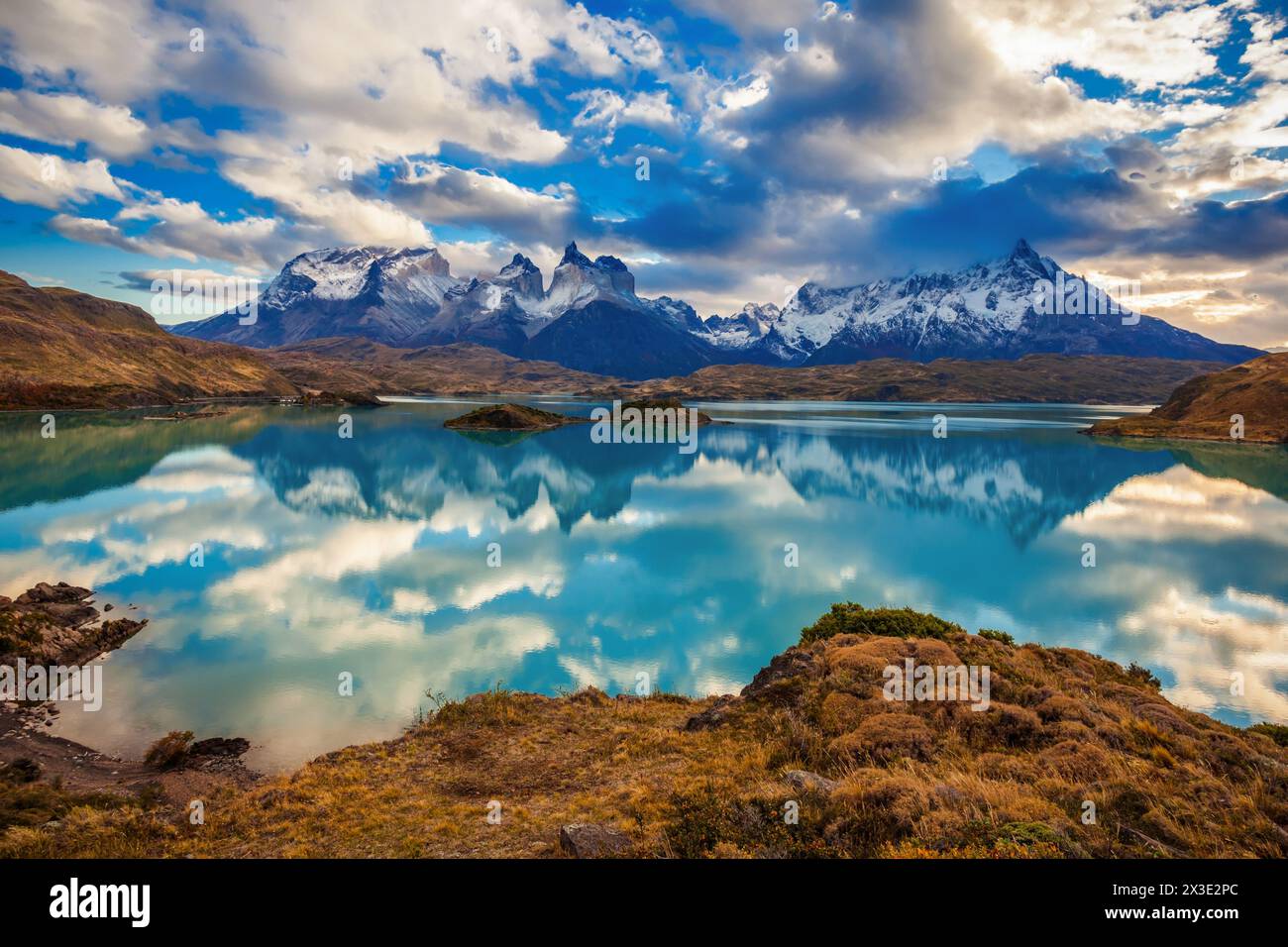 The Torres del Paine National Park sunset view. Torres del Paine is a ...