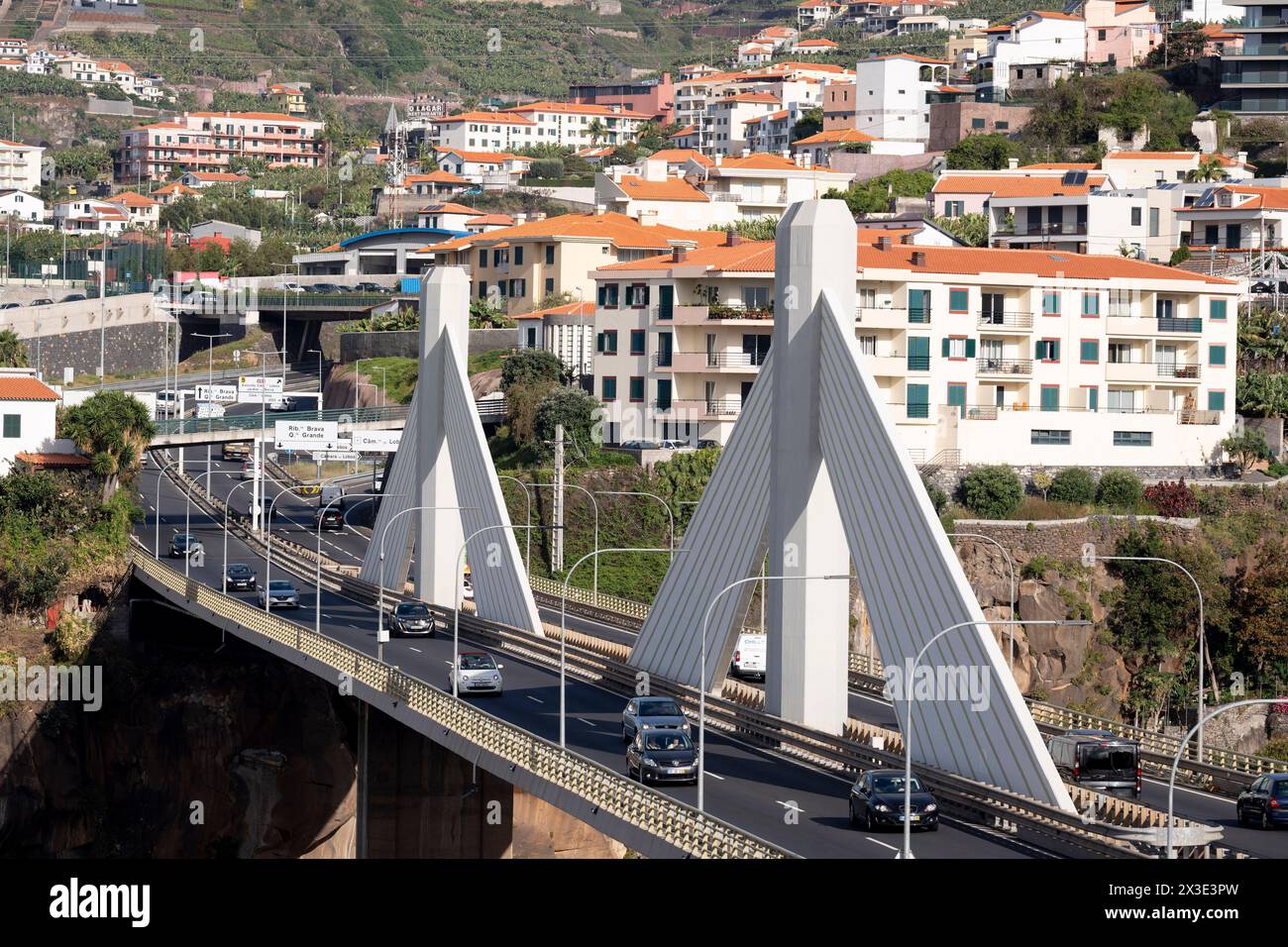 A landscape of the road bridge for the VR-1 motorway that spans the ...