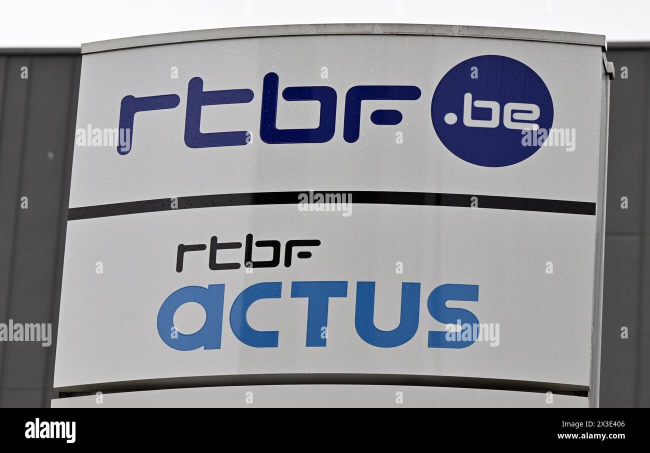 Illustration shows a board with the name of RTBF brands, RTBF.be and RTBF Actus all part of ...