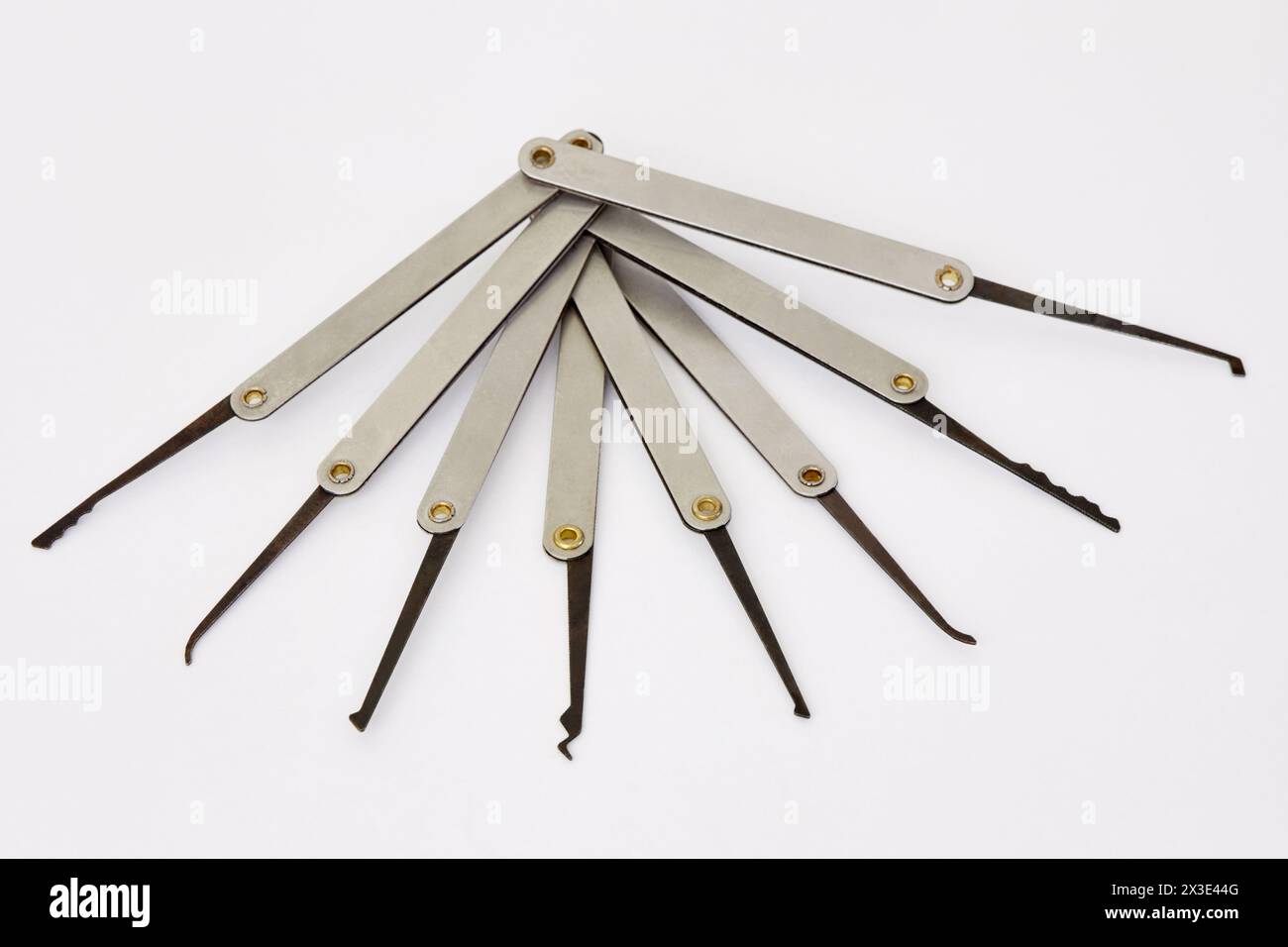 Set of lock picks on white background Stock Photo - Alamy